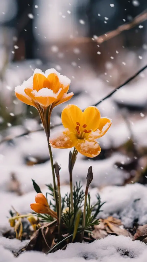 20+ Beautiful Flowers in Snow Mobile & iPhone Wallpaper [Full HD]